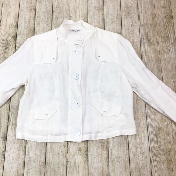 CAbi | Jackets & Coats | Cabi White Linen Jacket | Poshmark